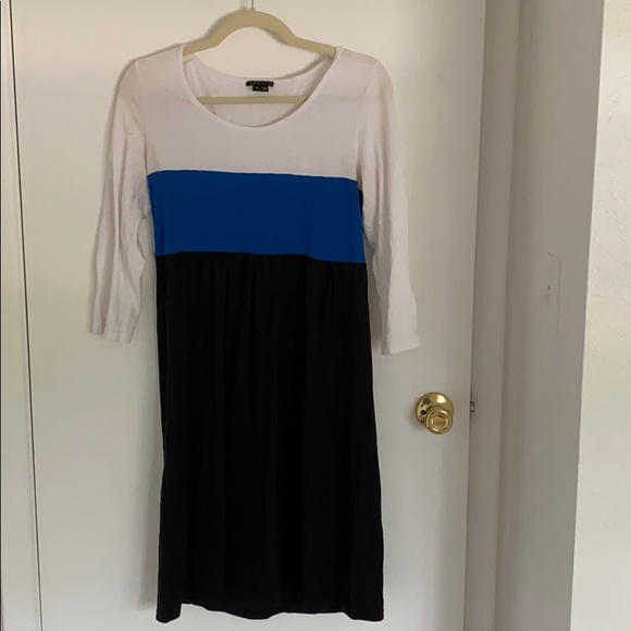 Theory | Dresses | Theory White Blue Black Colorblock Midi Dress | Poshmark